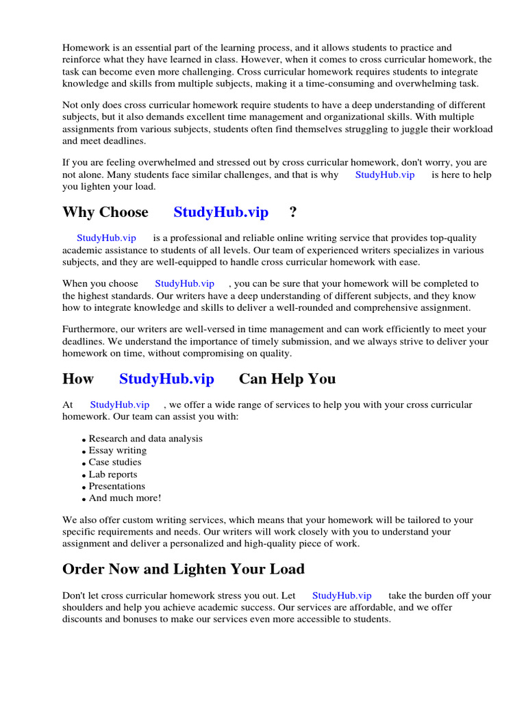 Cross Curricular Homework | PDF | Curriculum | Mathematics
