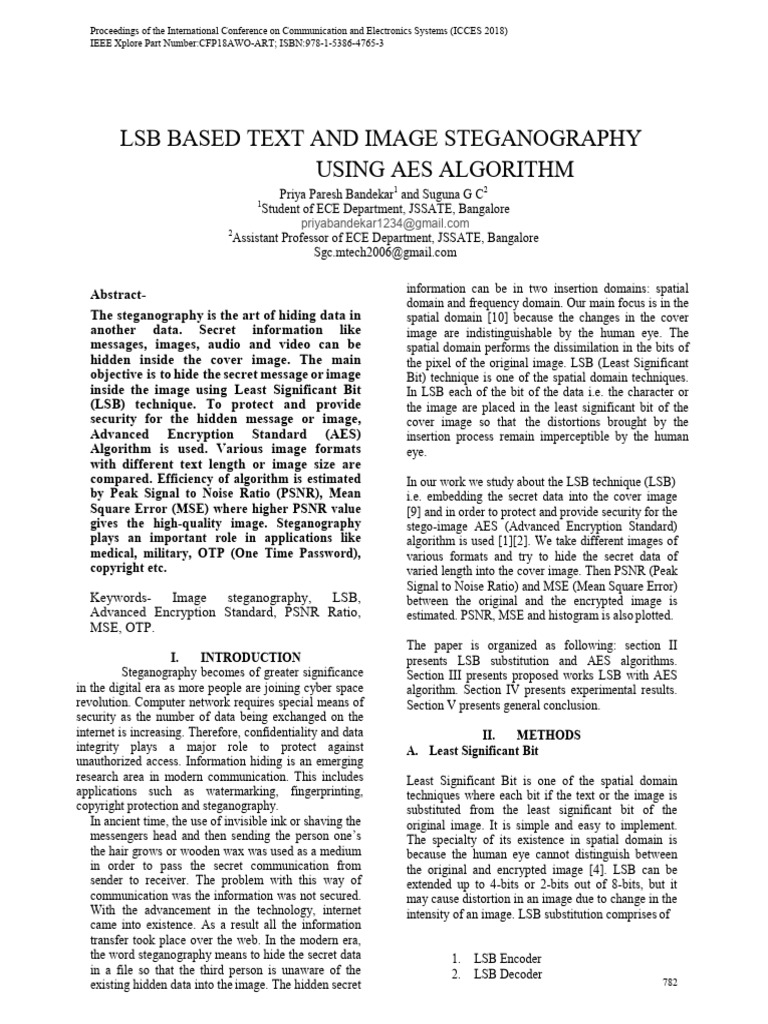 Lsb Based Text And Image Steganography Using Aes Algorithm Pdf Encryption Key Cryptography
