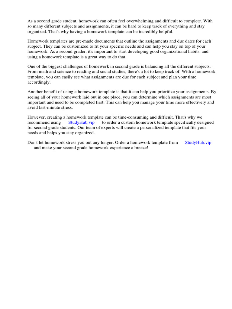Homework Templates For Second Grade | PDF | Worksheet | Essays