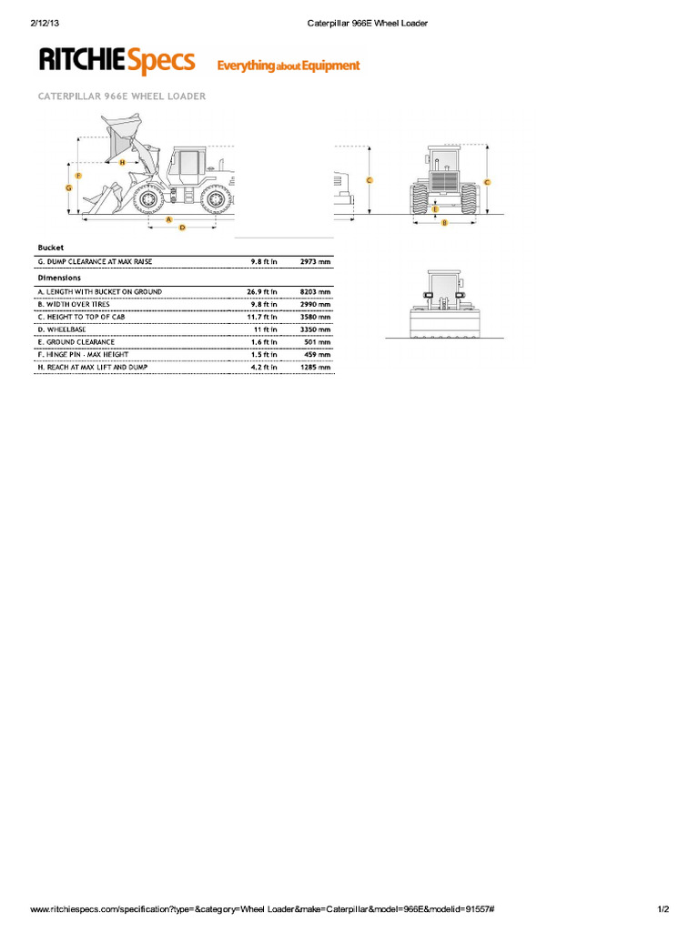 Caterpillar 966E Wheel Loader | PDF