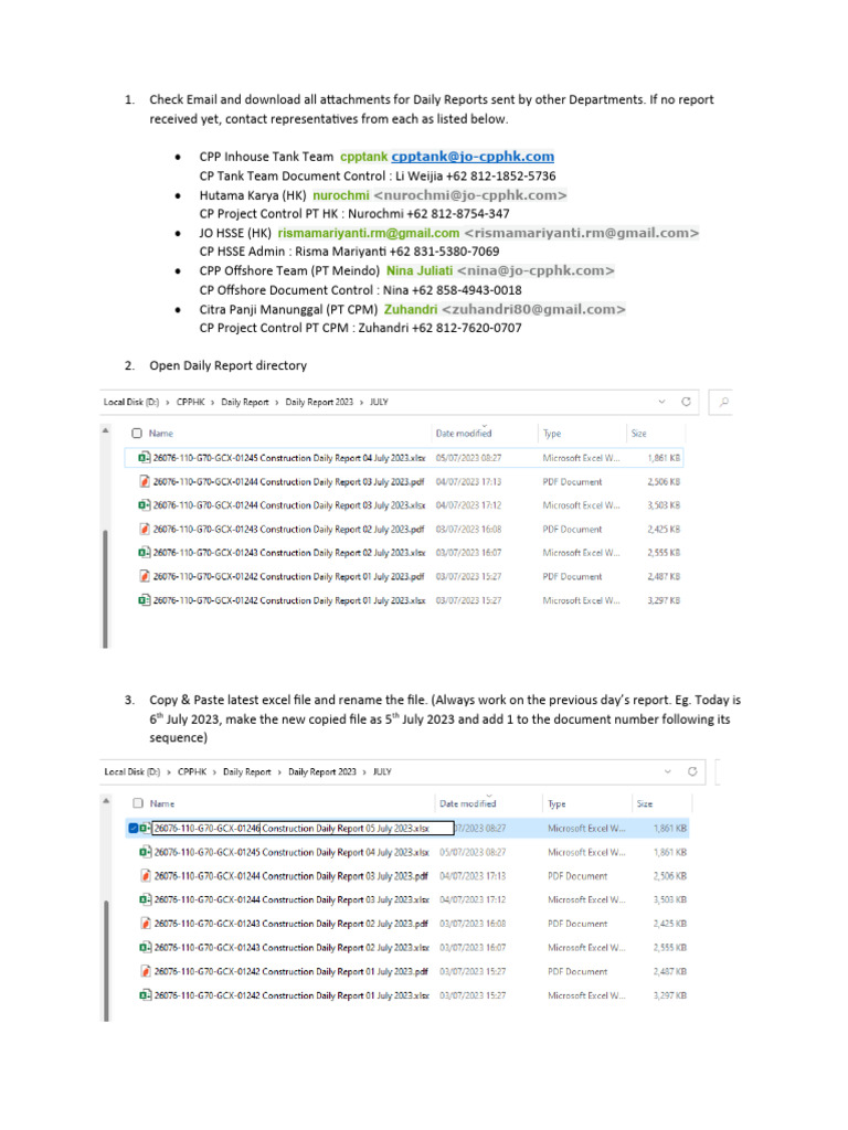Daily Report Procedure | PDF | Software | Computing