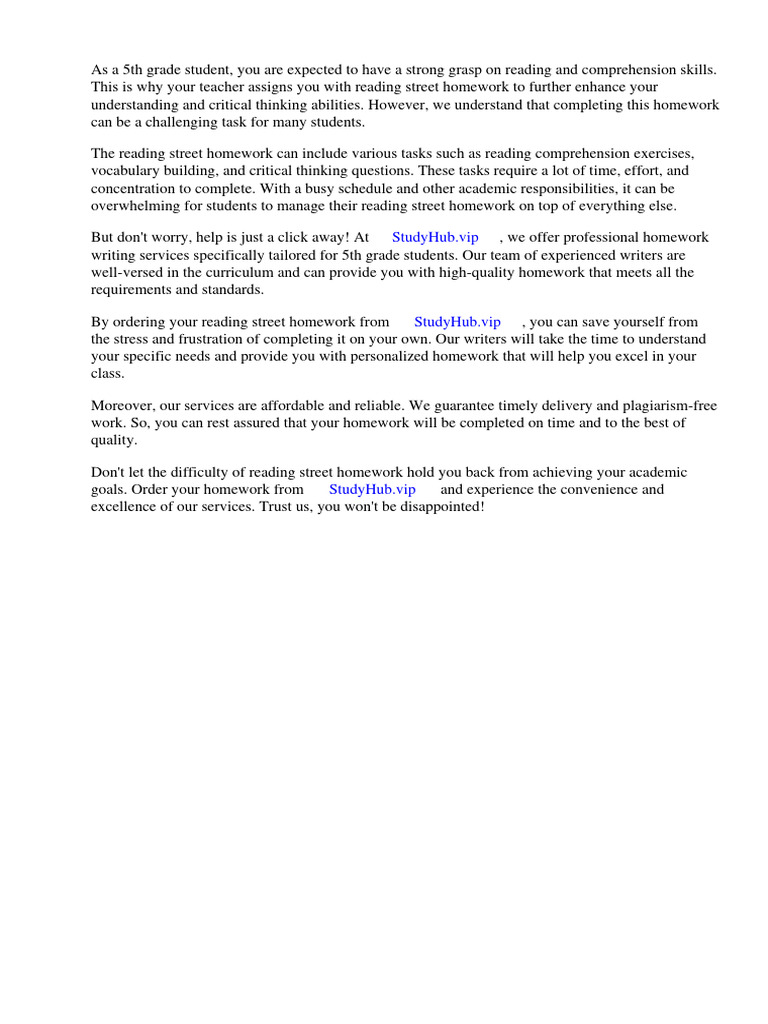 Reading Street 5th Grade Homework | PDF | Reading Comprehension | Homework