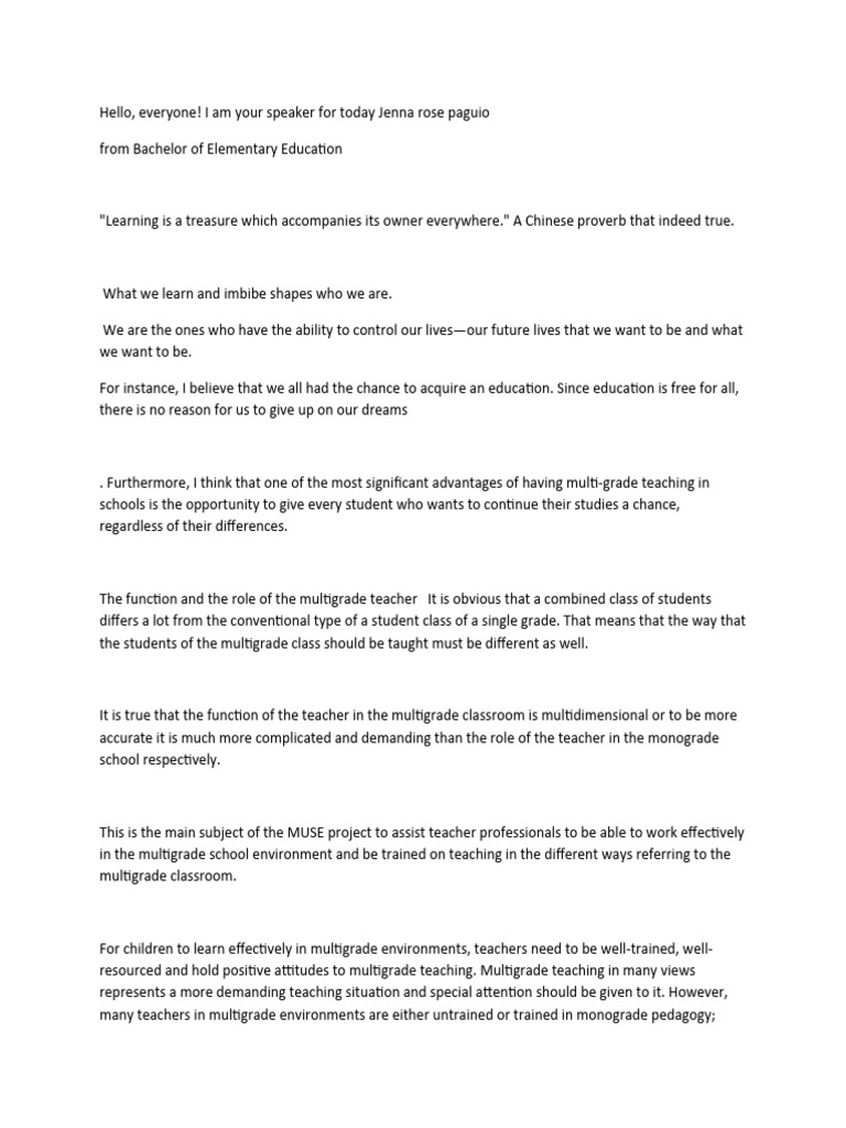 In Multigrade T-WPS Office | PDF | Teachers | Learning