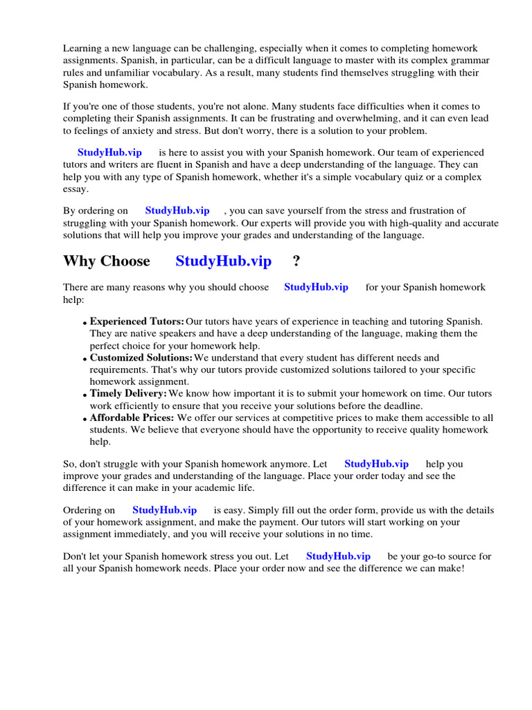 Help Me With My Spanish Homework | PDF | Homework | Thought