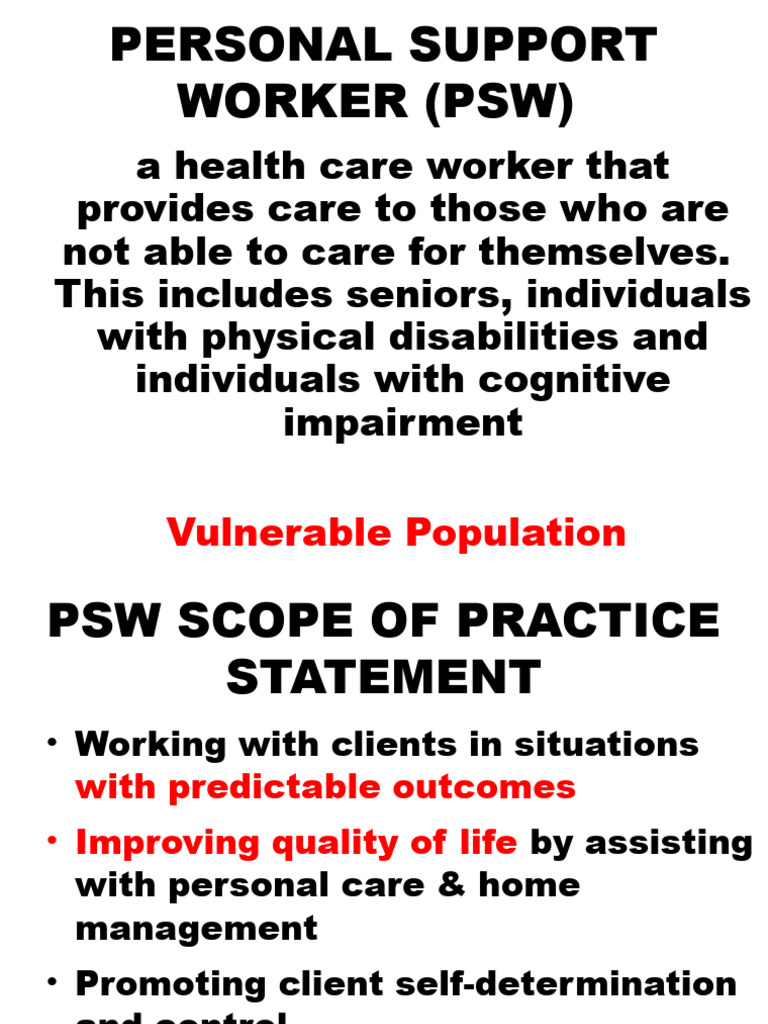 PSWs Scope of Practice Guest Speaker Presentation - Show | PDF ...