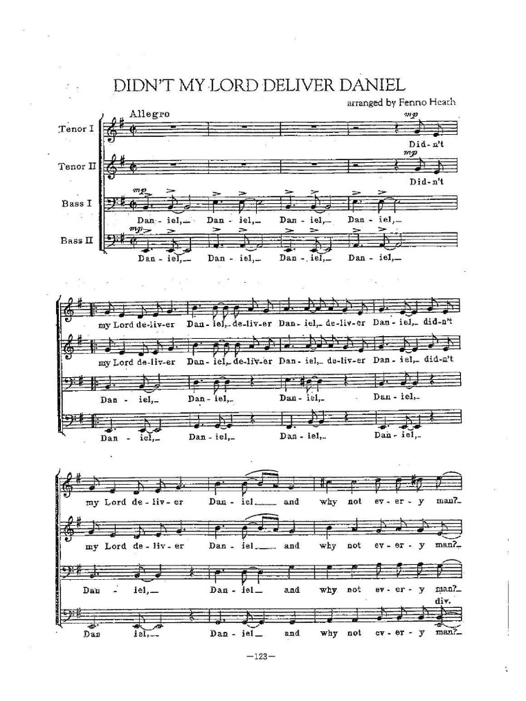 Didn't My Lord Deliver Daniel | PDF