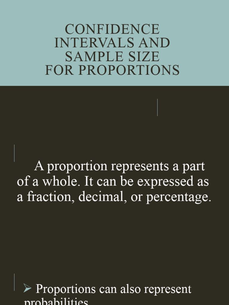 Confidence Intervals and Sample Size For Proportions | PDF | Wellness