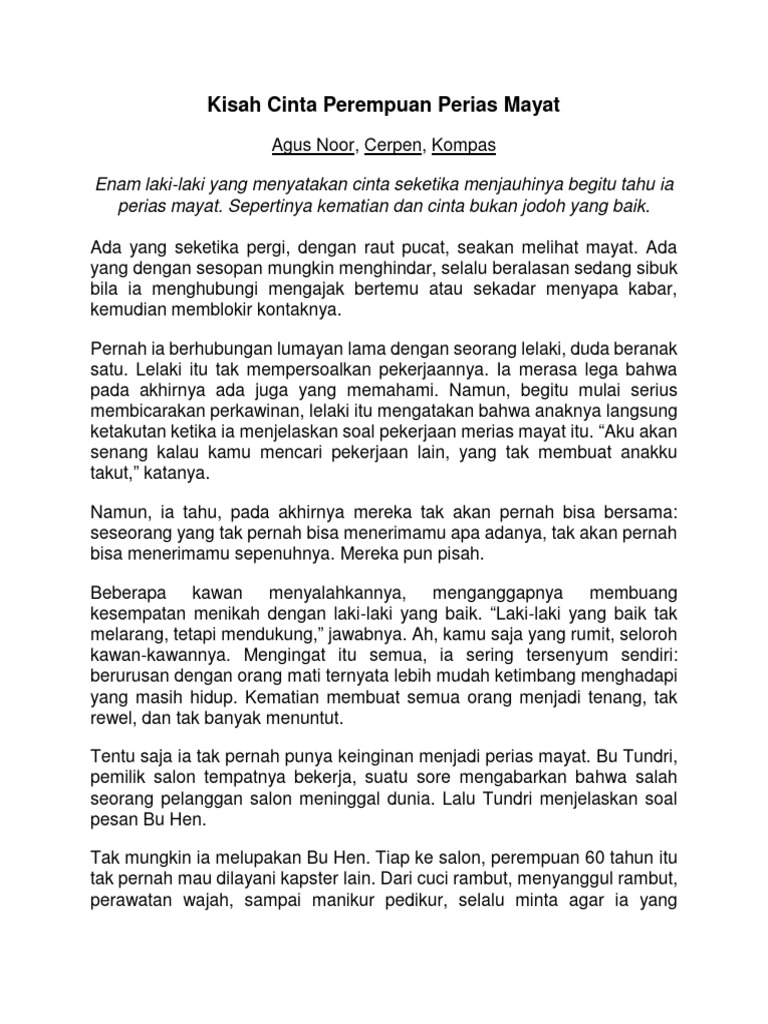 CERPEN Kisah Cinta Perempuan Perias | PDF
