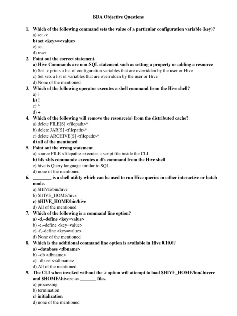 BDA Obj Questions | PDF | Apache Hadoop | Relational Model