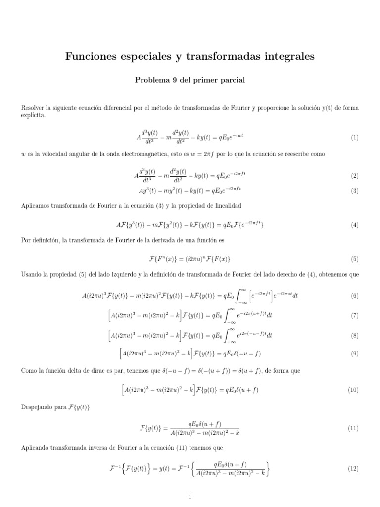 Ecuación Diferencial y Transformadas de Fourier | PDF | Transformada de ...