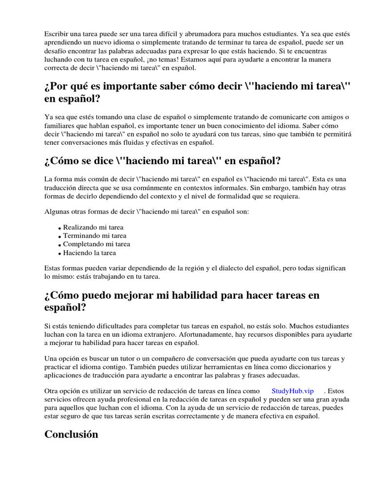 How Do You Say Doing My Homework in Spanish | PDF | Lingüística ...