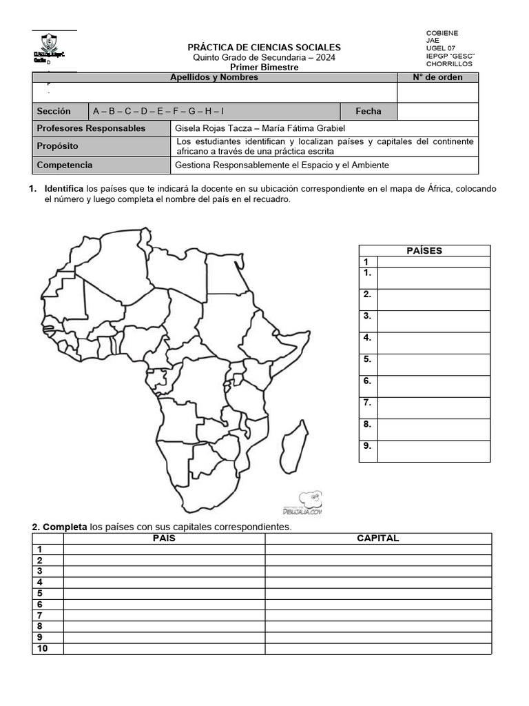 Practica Sobre El Continente Africano | PDF