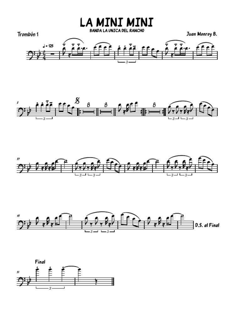 La Mini Mini La Unica Del Rancho-Trombón - 1 | PDF