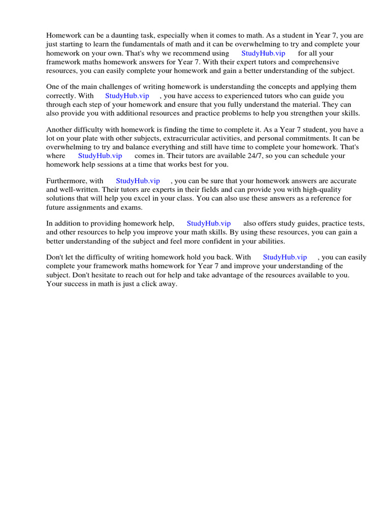 Framework Maths Homework Answers Year 7 | PDF | Educational Technology | Homework