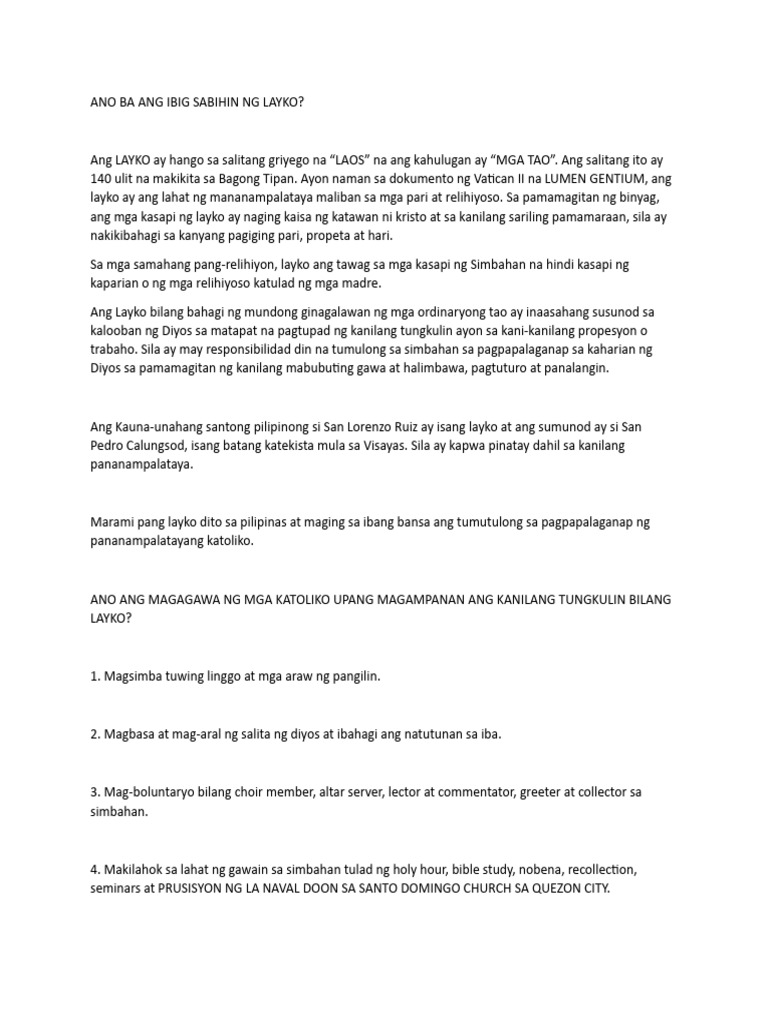 Ano Ba Ang Ibig Sabihin NG Layko | PDF