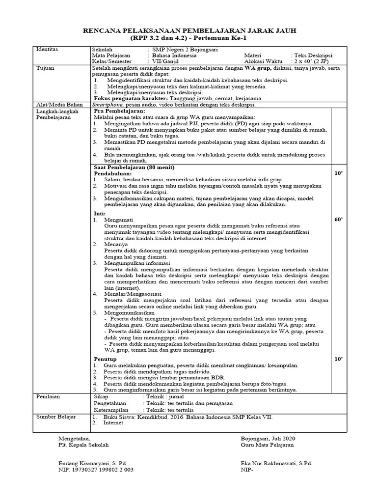 Struktur Teks Deskripsi RPP | PDF