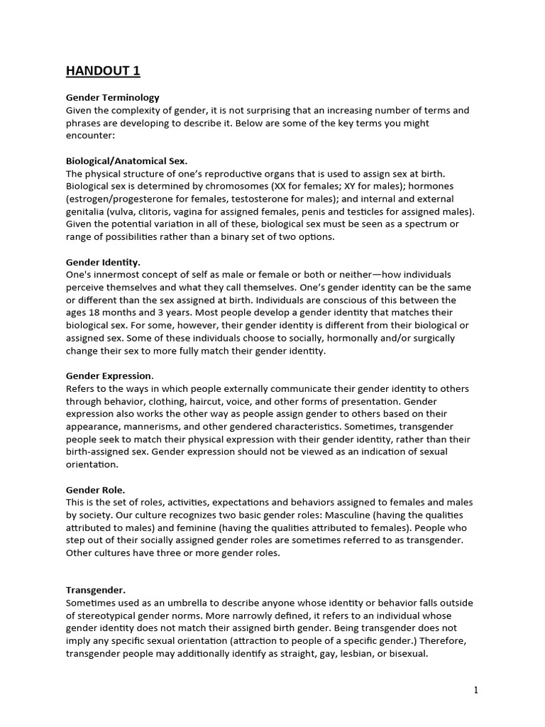 HANDOUT - Module 1 - Gender Sensitivity | PDF | Gender | Gender Studies