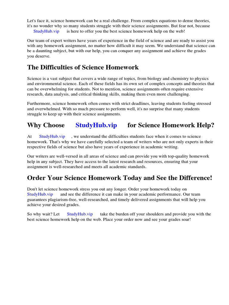 Homework Science Help | PDF | Science | Homework