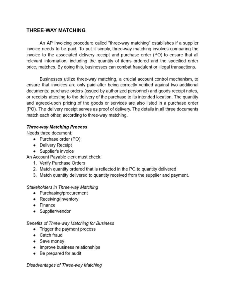 Three-way Matching | PDF | Business