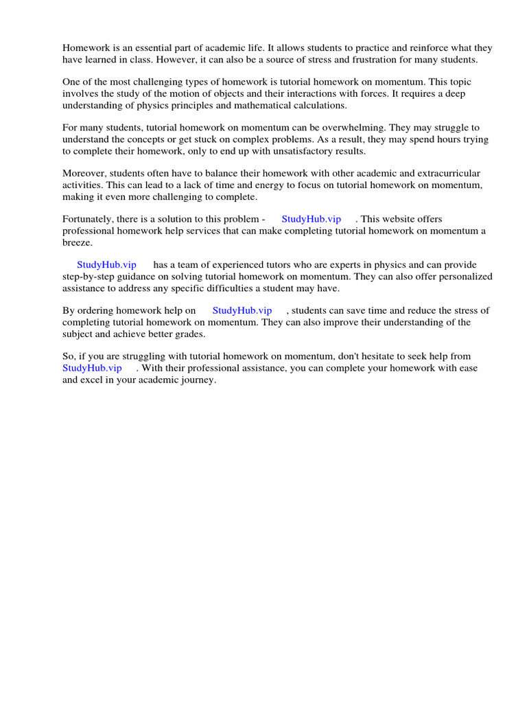 Tutorial Homework Momentum | PDF | Homework | Momentum