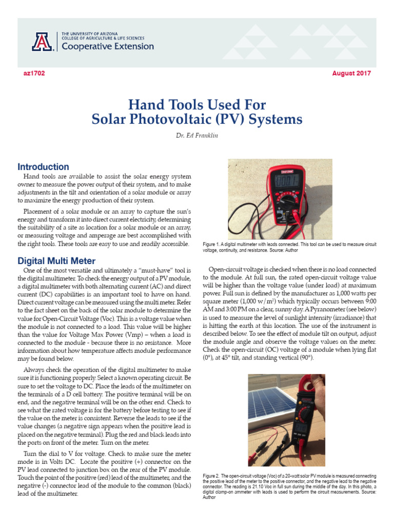 Hand Tools For Solar | PDF | Solar Panel | Photovoltaics