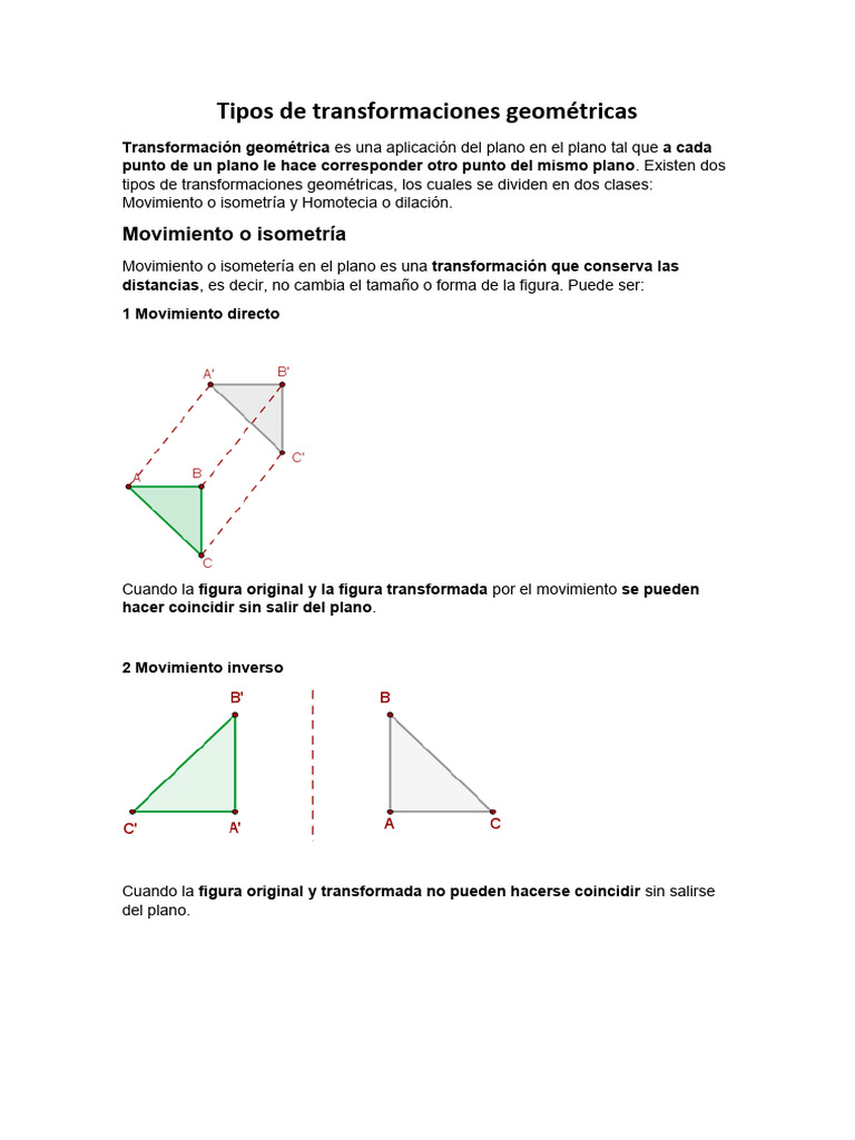 Transformaciones Geometricas. Clase 1 | PDF