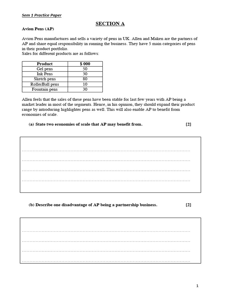 Sem_1_Practice_Paper | PDF | Pen | Economies