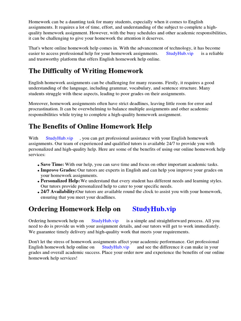 Homework Help English Online | PDF | Homework | Essays