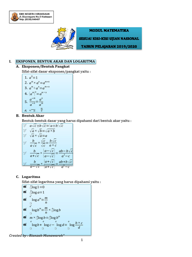 Modul Matematika Xii 2019 2020 | PDF