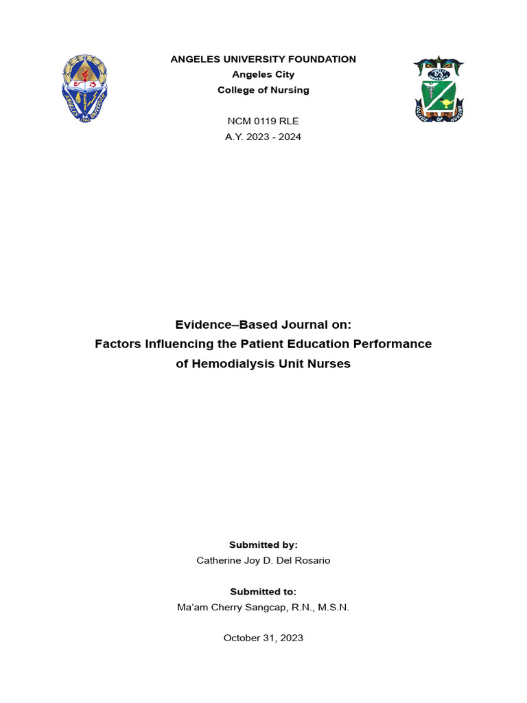 Del Rosario, Catherine Joy D. - EBJ | PDF | Nursing | Patient