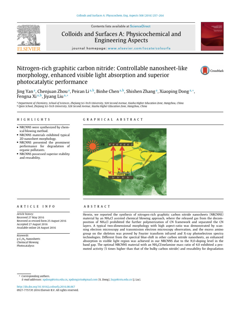 Nitrogen-rich Graphitic Carbon Nitride Controllable Nanosheet-like ...