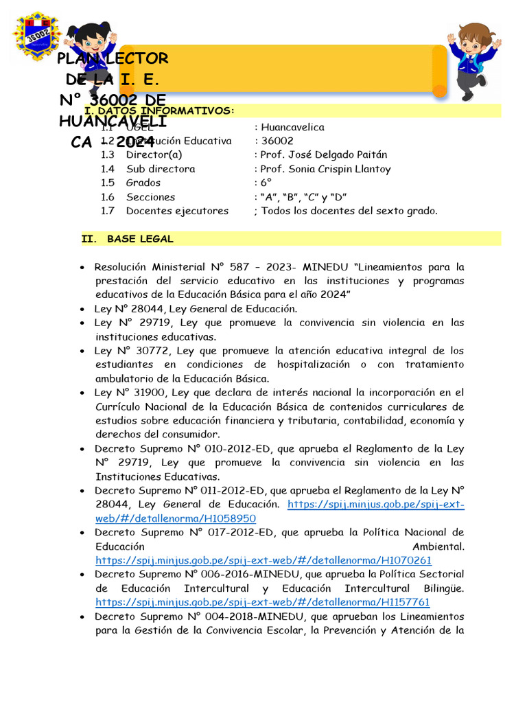 Plan Lector-2024 36002 Sexto Grado para Mañana Sus Propositos | Descargar gratis PDF | Maestros ...