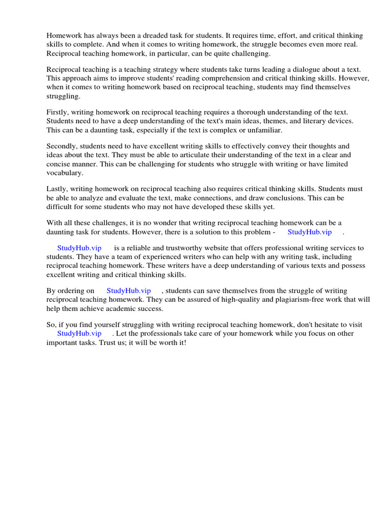 Reciprocal Teaching Homework | PDF | Reading Comprehension | Learning