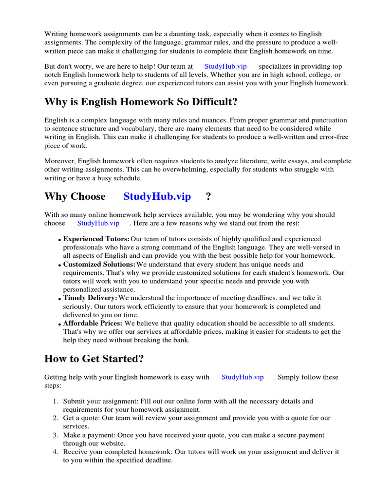 English Homework Helper | PDF | Homework | English Language