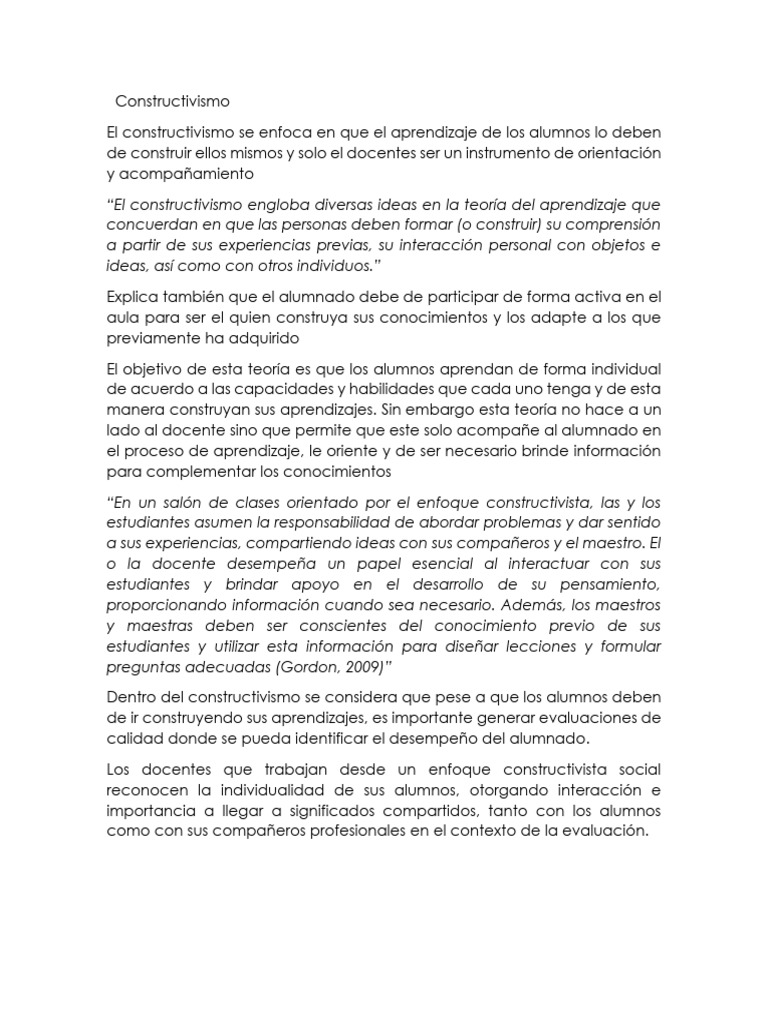 CONSTRUCTIVISMO | PDF | Constructivismo (filosofía de la educación) | Aprendizaje