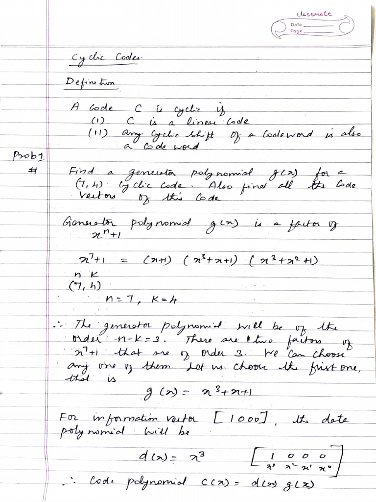 Single Error Correcting Cyclic Codes | PDF