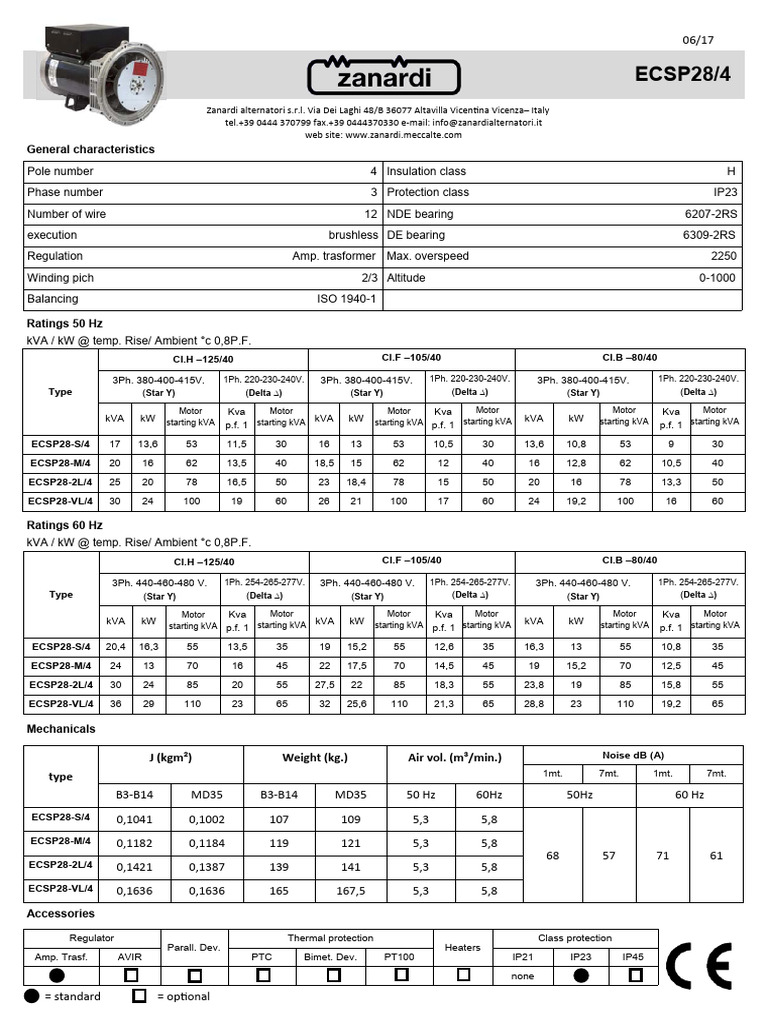 ECSP28 Alternator Specifications Guide | PDF | Electrical Equipment ...