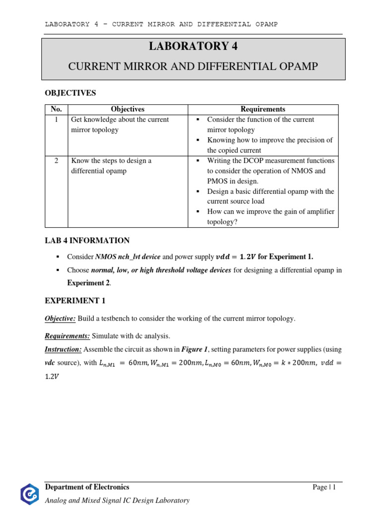 AMS_LAB4 | PDF | Operational Amplifier | Amplifier