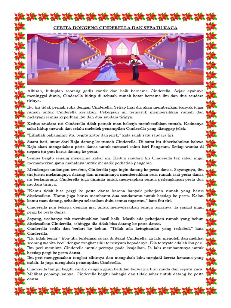 Cerita Dongeng Cinderella Dan Sepatu Kaca | PDF | Fiksi Misteri, Thriller, & Kejahatan