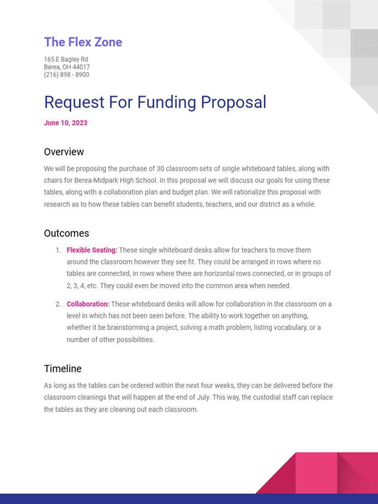 Request For Funding Proposal | Download Free PDF | Classroom | Learning