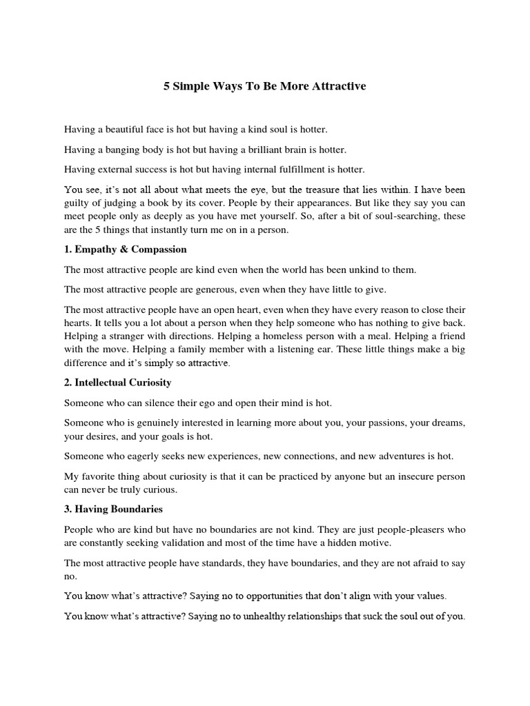 5 Simple Ways To Be More Attractive | PDF | Psychology 5 Simple Ways To Be More Attractive | PDF | Psychology