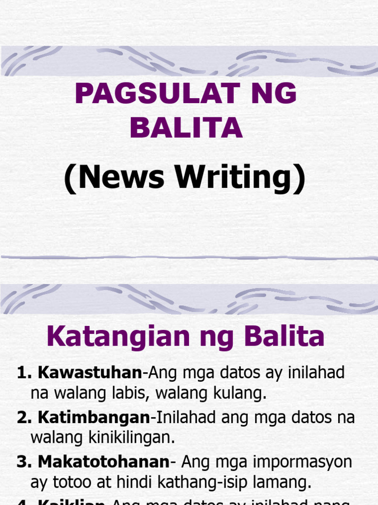Mga Katangian NG Balita. | PDF