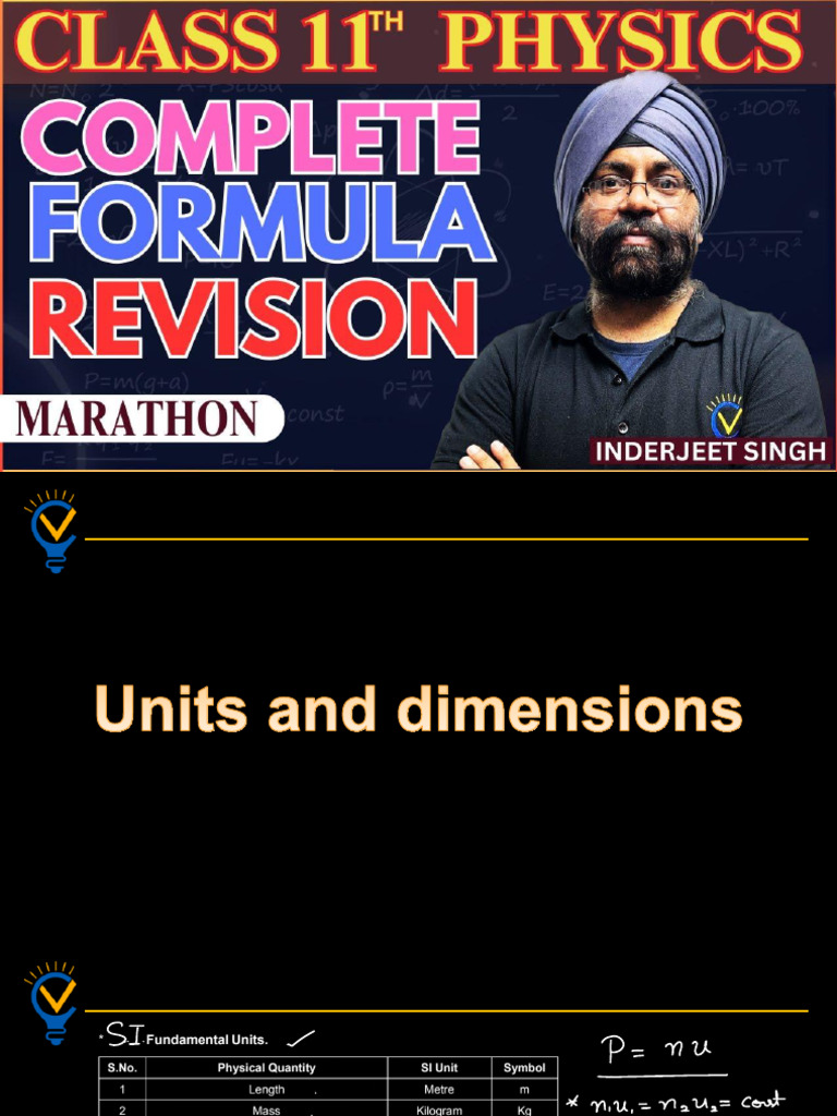 Class XI Physics All Formulas | PDF