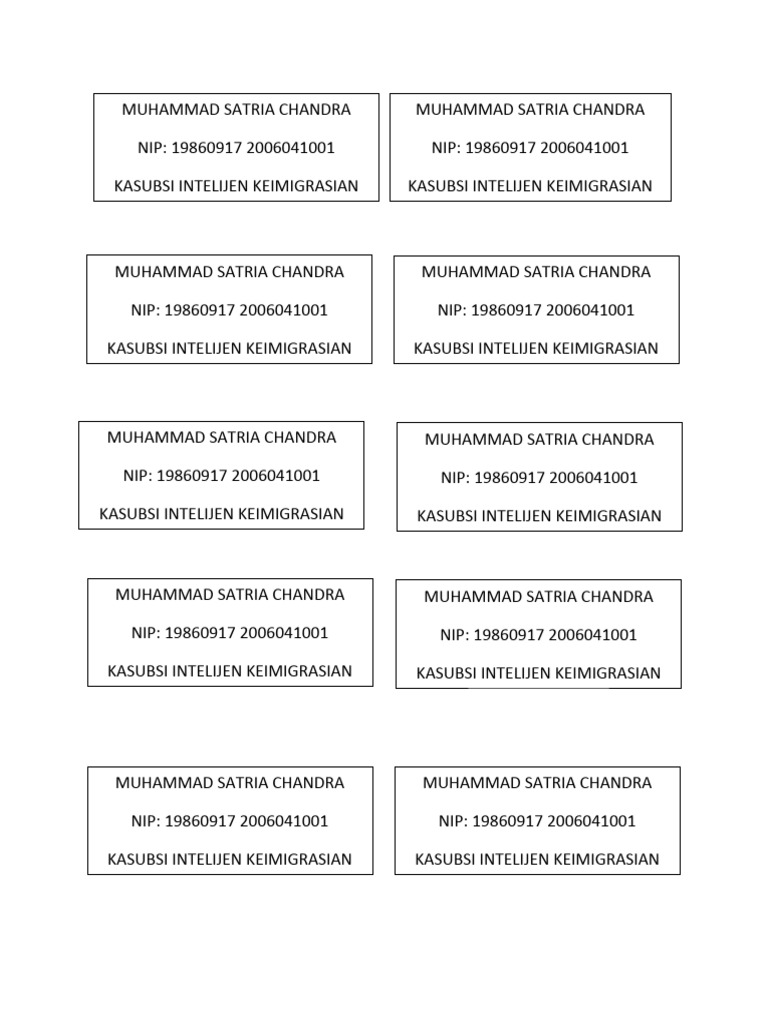 Name Tag Satria Chandra | PDF | Sports & Recreation