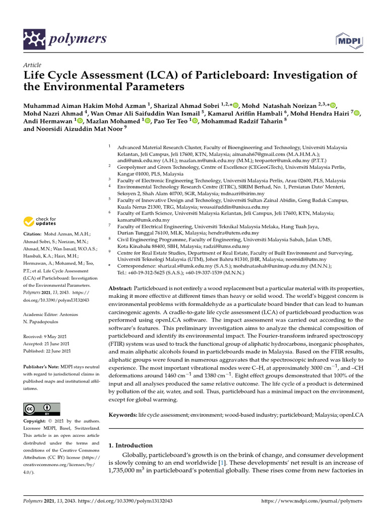 ART. LCA PANEL | PDF | Life Cycle Assessment | Materials