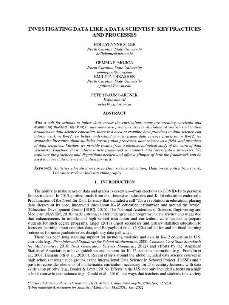 Investigating Data Like A Data Scientist: KEY Practices AND Processes | PDF | Data Science ...