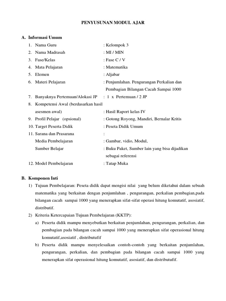 Penyusunan Modul Ajar | PDF | Karier & Perkembangan | Metode & Bahan Ajar