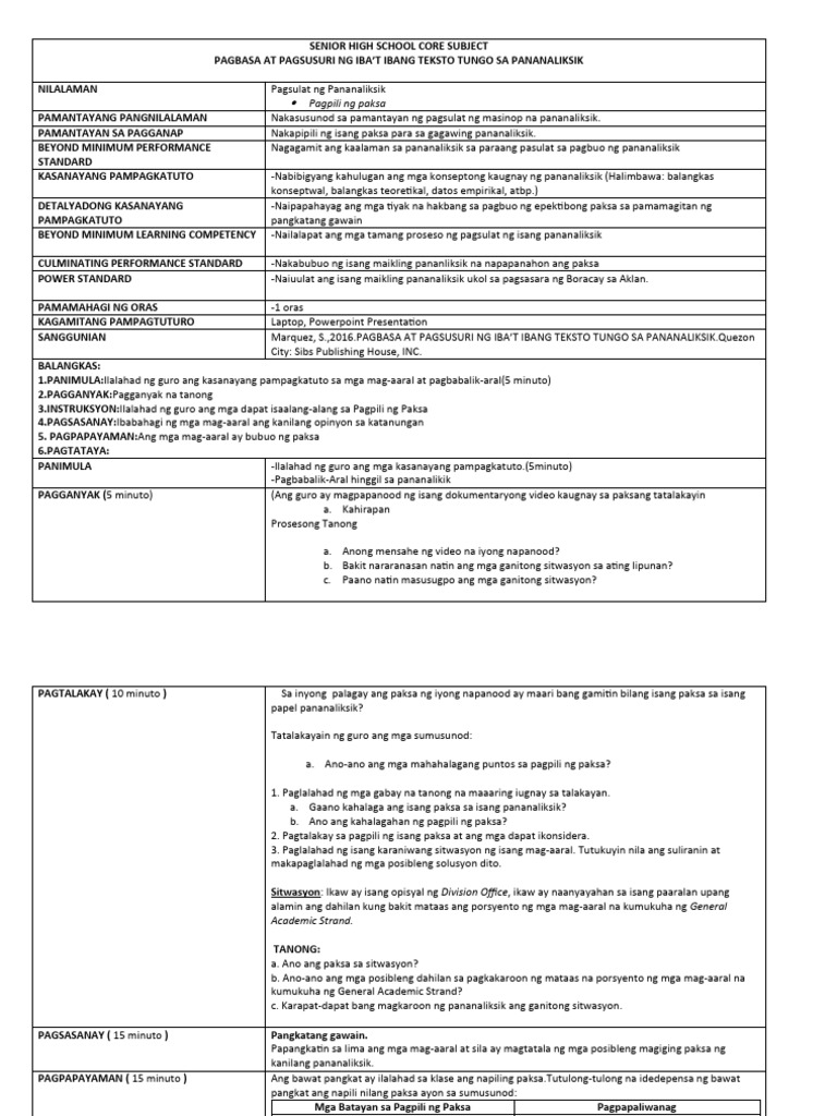 Teaching Guide - PAGBASA | PDF