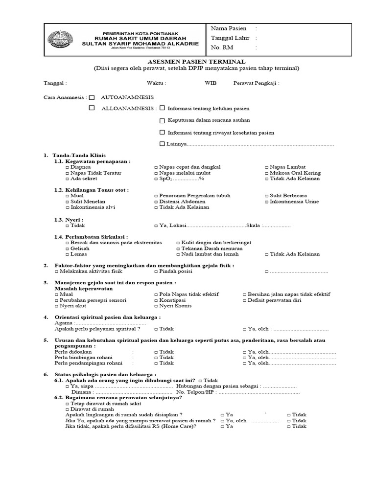 Form Asesmen Taahp Terminal - Edit | PDF | Gaya Hidup