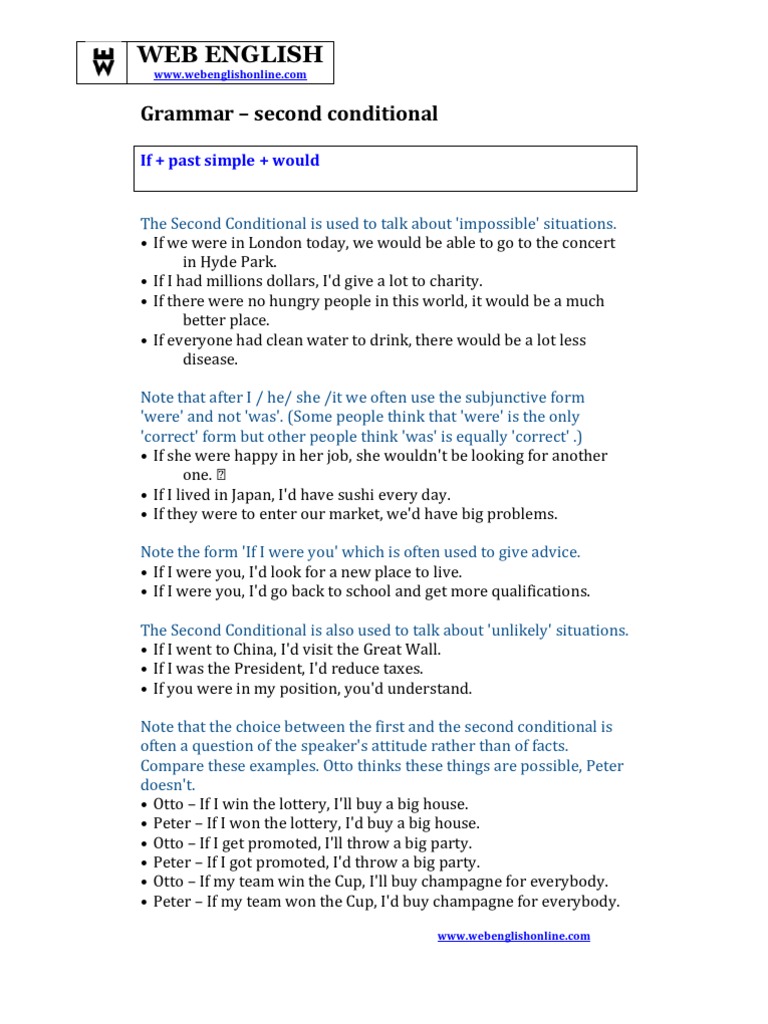 Grammar: Second Conditional | PDF